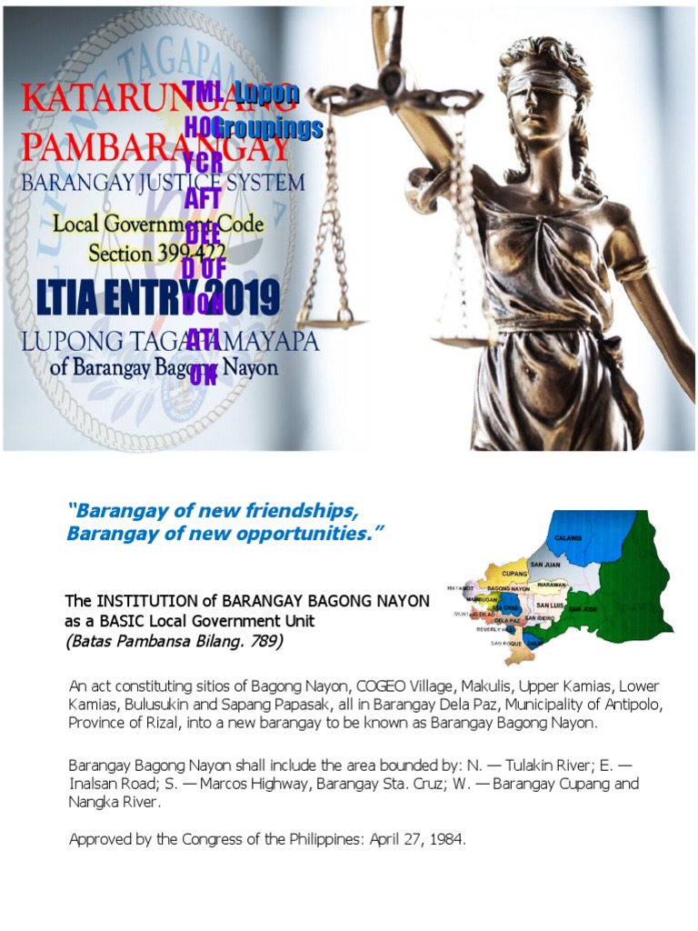 Brgy Ltia Entry 2019 (Final Version) | PDF | Justice | Crime & Violence