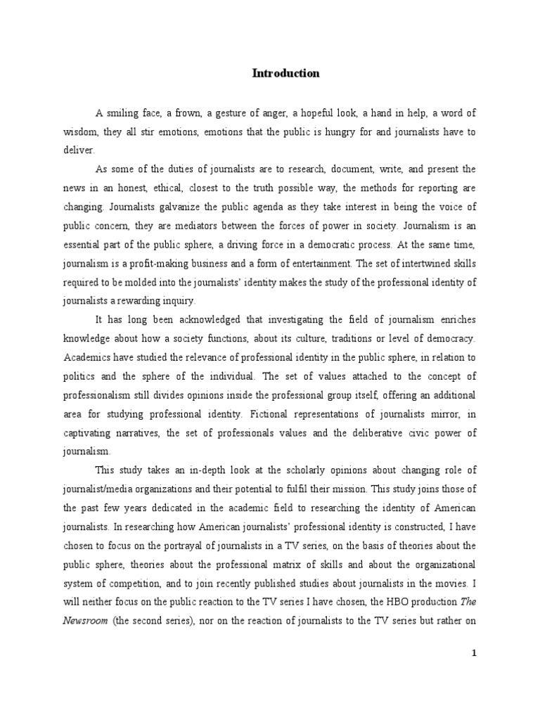 Professional Identity of Journalists | PDF | Journalism | News