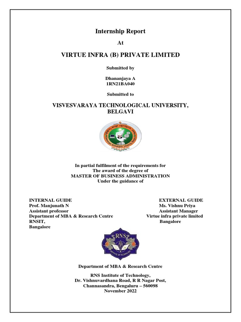 Virtue Infra Internship Report | PDF | Profit (Economics) | Swot Analysis