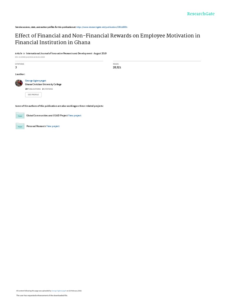 Effect of Financial and Non-Financial Rewards On Employee Motivation in ...