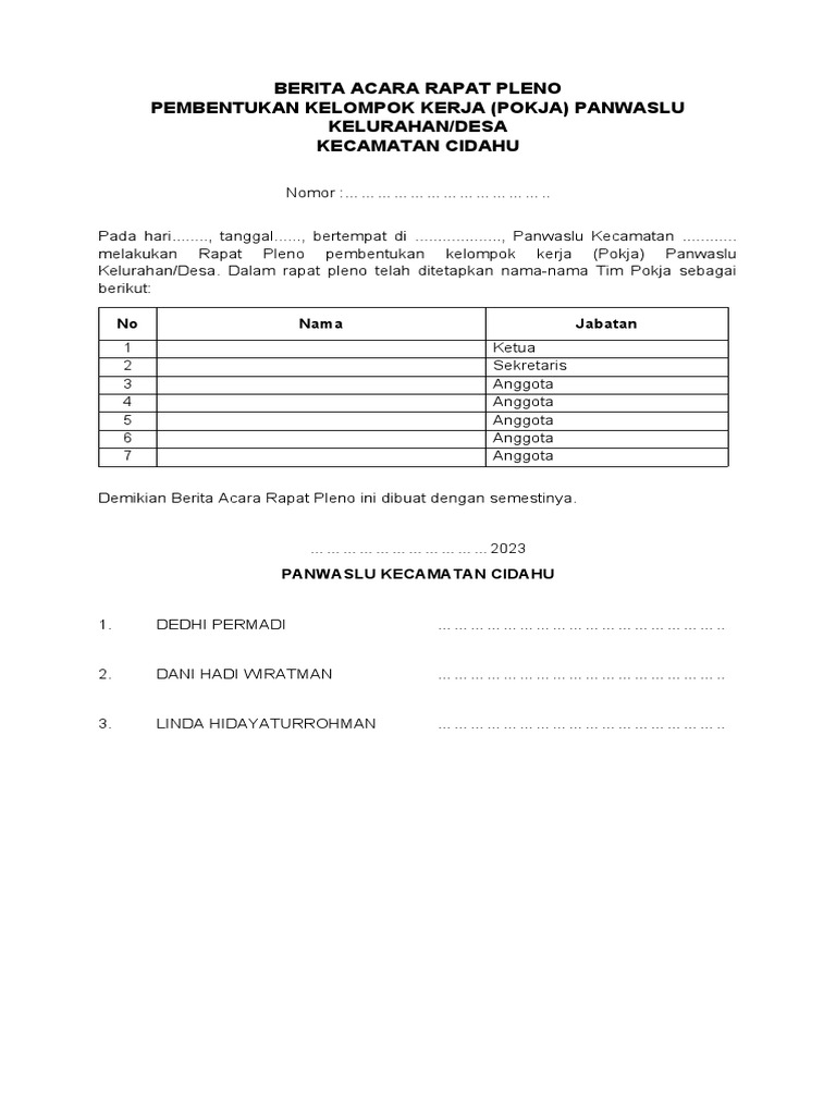 Ba Rapat Pleno Pembentukan Pokja | PDF