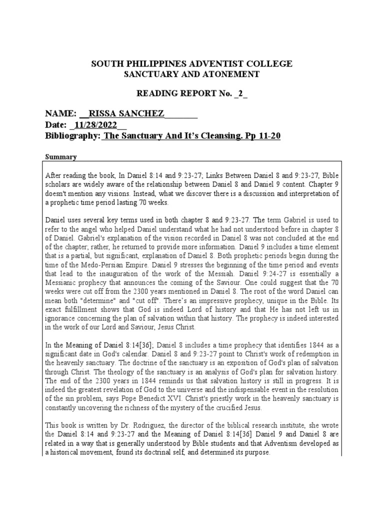 The Relationship Between Daniel 8 And 9 23 27 And Its Significance For