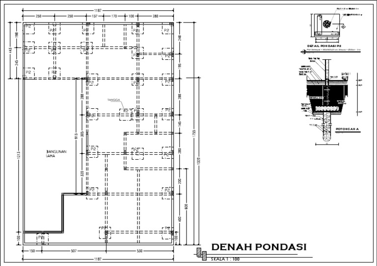 Denah Pondasi Strous LT 1 Wonoayu | PDF