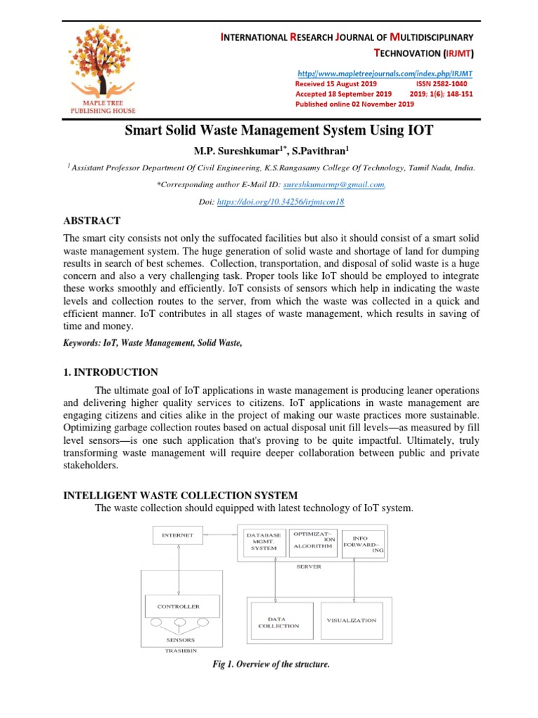 Smart Solid Waste Management System Using IOT | PDF