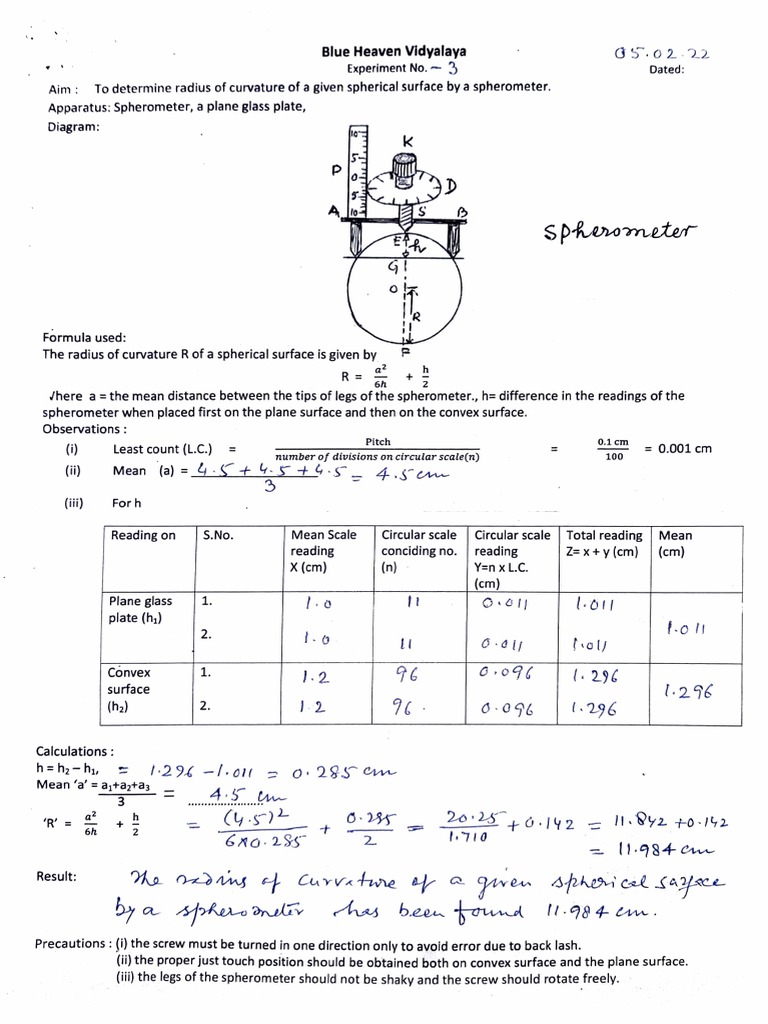 Determining the Radius of Curvature of a Spherical Surface Using a ...