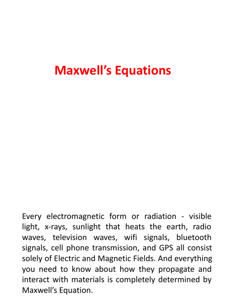 Maxwells Equation PPT Slides | PDF | Magnetic Field | Maxwell's Equations