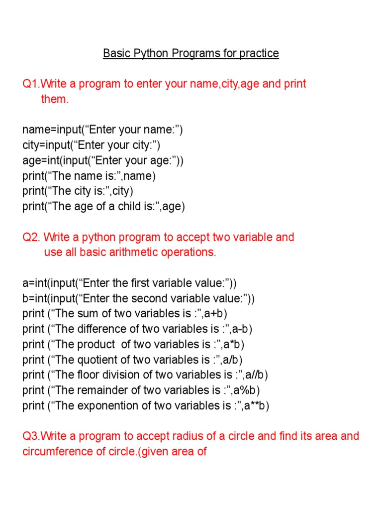 Python Programs | PDF | Area | Length