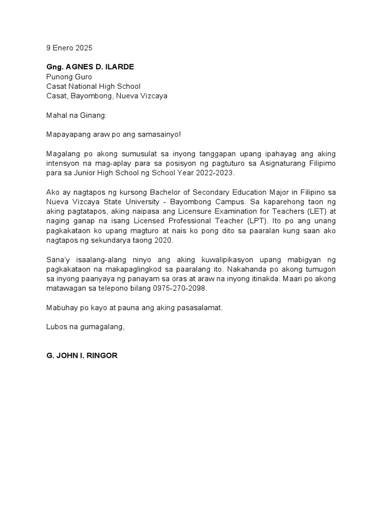 Liham Aplikasyon | PDF