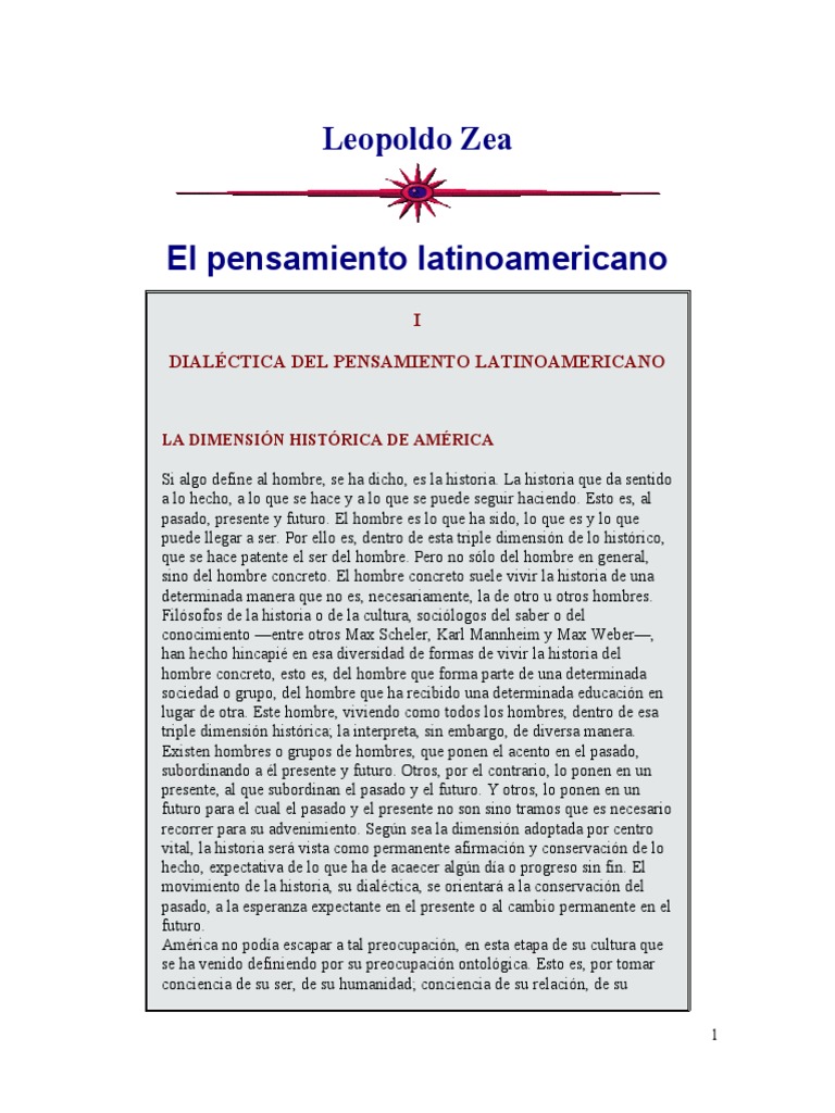 Leopoldo Zea Pensamiento Latinoamericano | PDF | Nación | Dialéctico