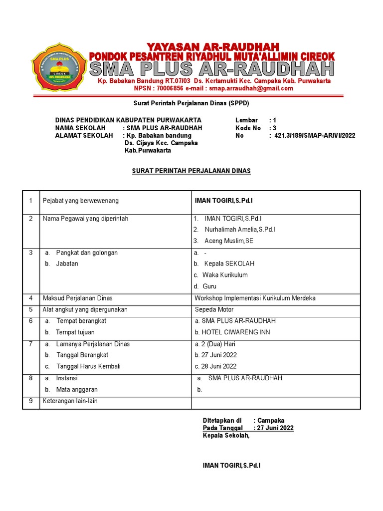 SPPD WORKSHOP Revisi | PDF