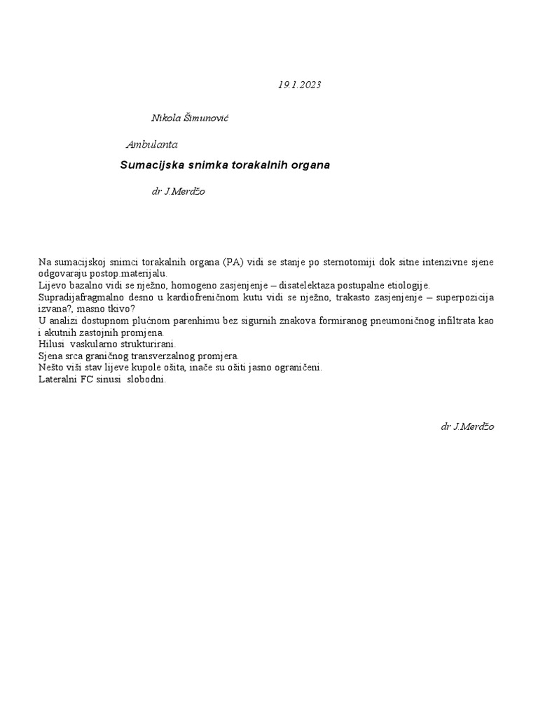 Nikola Simunovic - RTG Pulmo | PDF