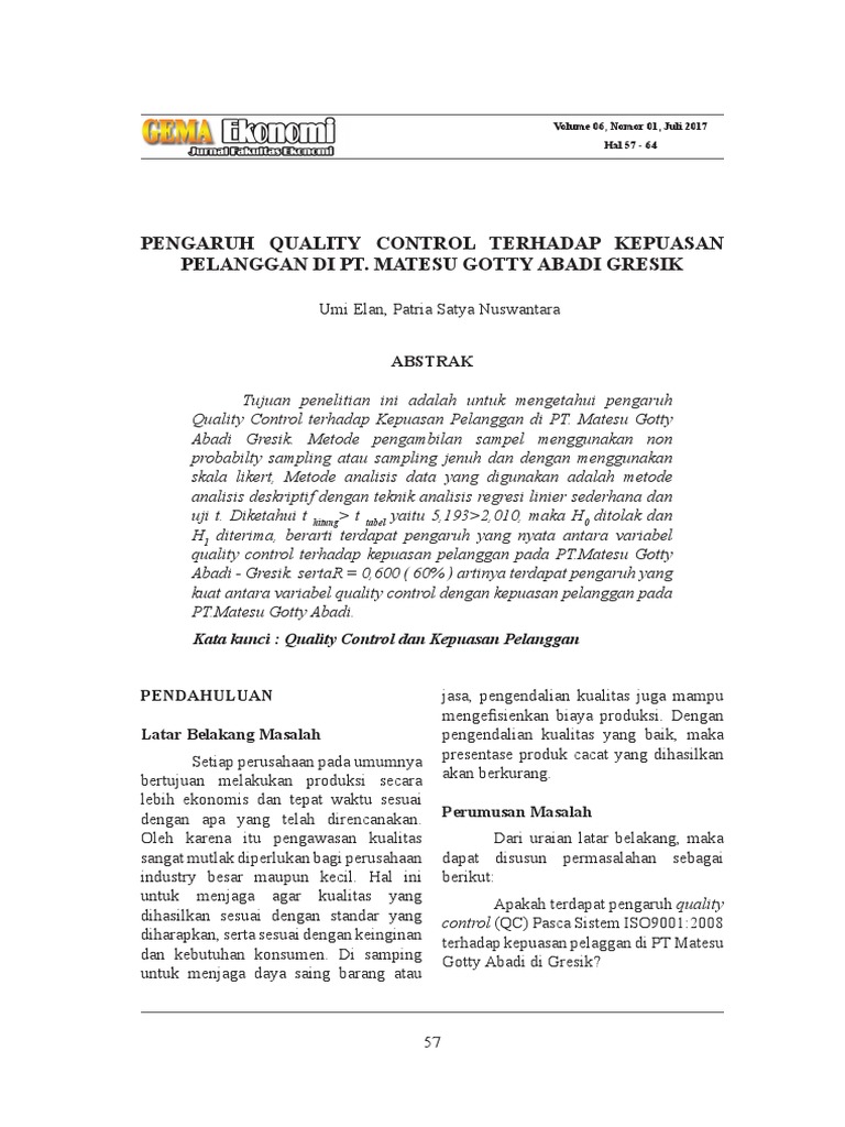Jurnal Pengaruh Quality Control | PDF