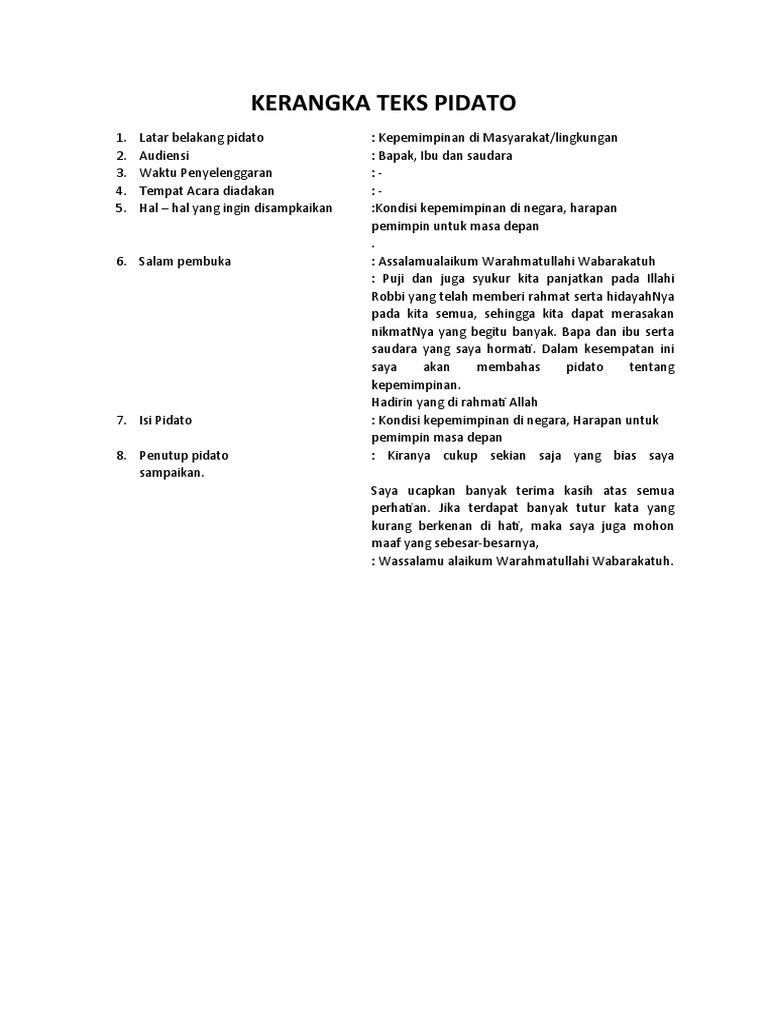 Kerangka Teks Pidato | PDF
