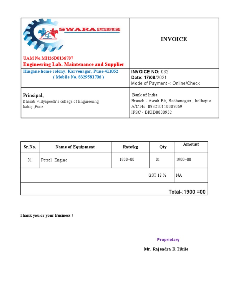 Engineering Lab Invoice for Equipment | PDF