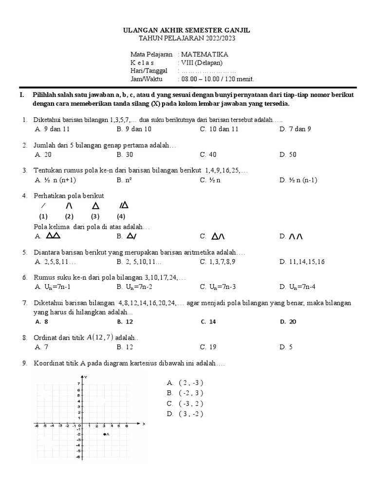 Soal Matematika 8 PAS | PDF