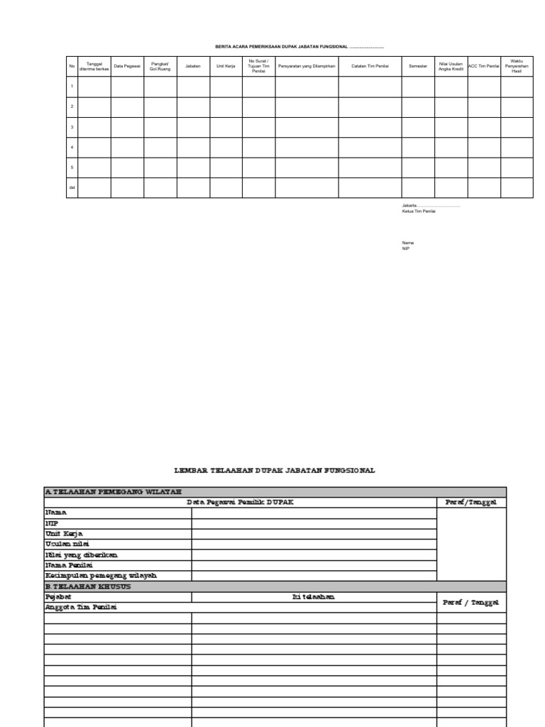 Form Dupak - Revisi 1 | PDF
