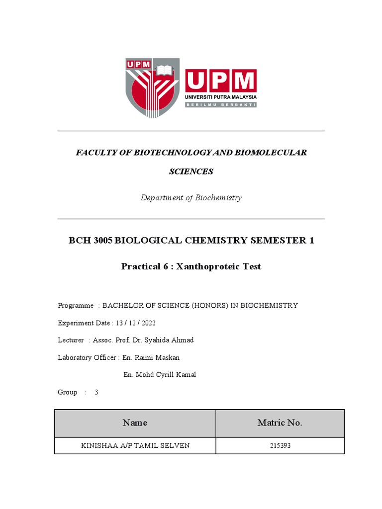 Xanthoproteic Test Lab Report 1 | PDF | Nitric Acid | Sodium Hydroxide