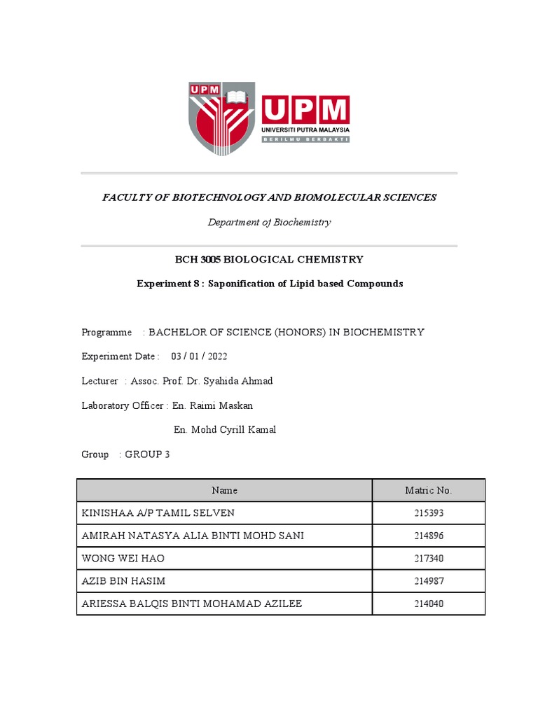 Saponification P10 Biochem | PDF
