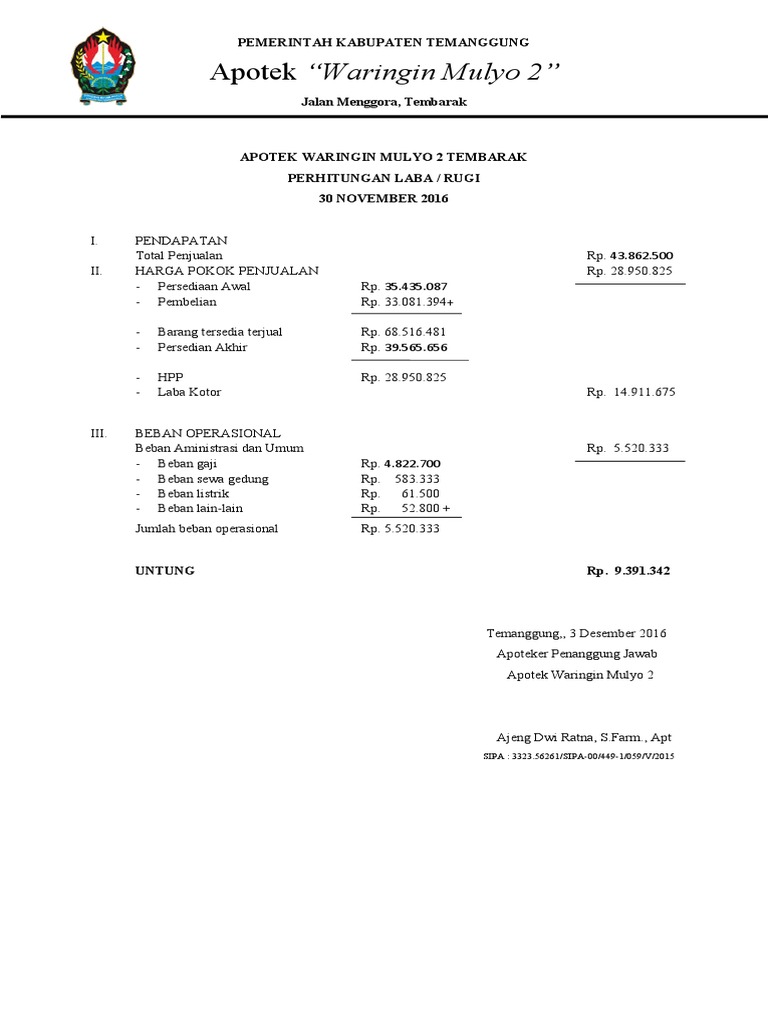 2016 - 11 - November - Laporan Neraca | PDF