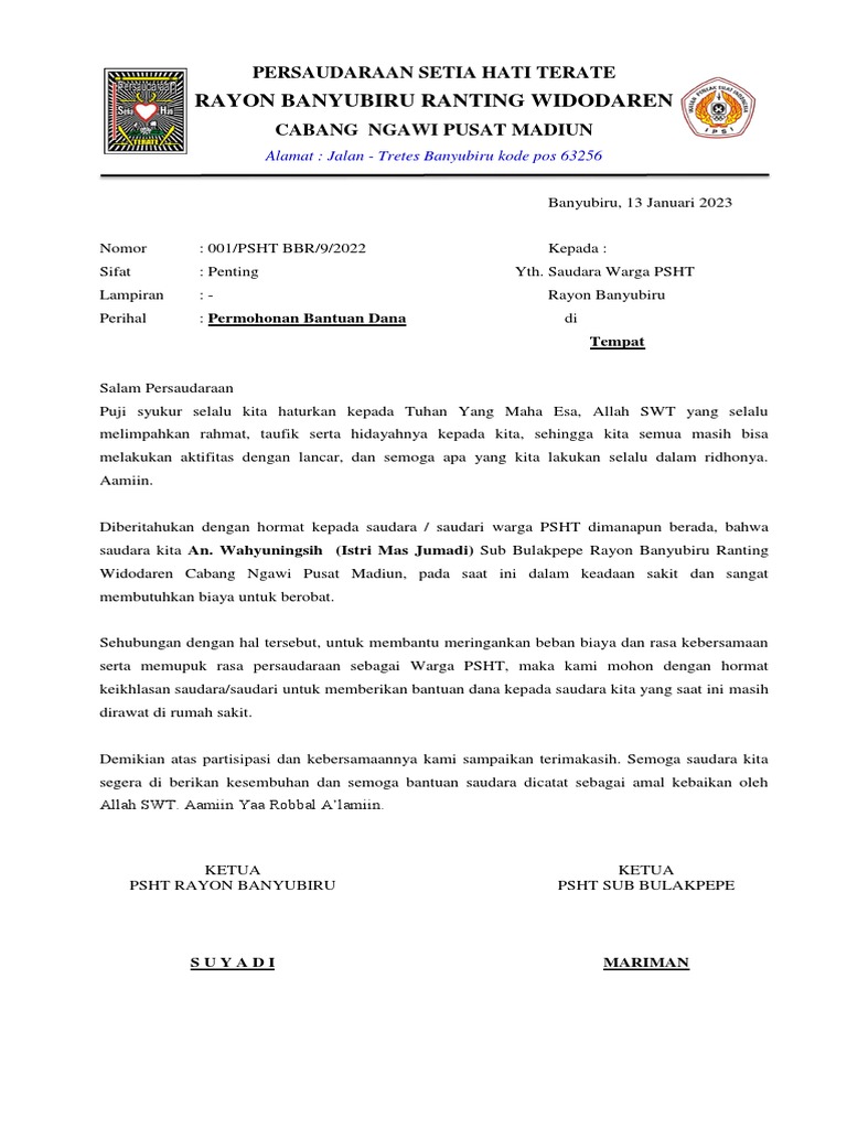 Proposal Sumbangan MBK Wahyuningsih PP | PDF