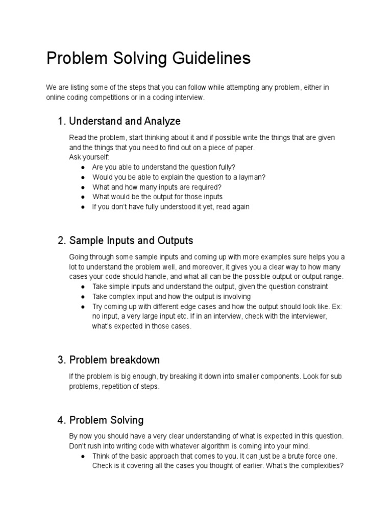 Problem Solving Guidelines | PDF | Algorithms | Subroutine