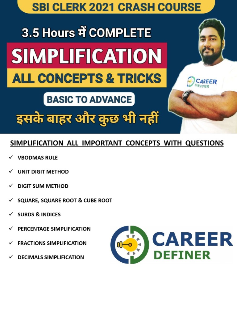 Simplification Concepts And Questions Pdf Subtraction Odds