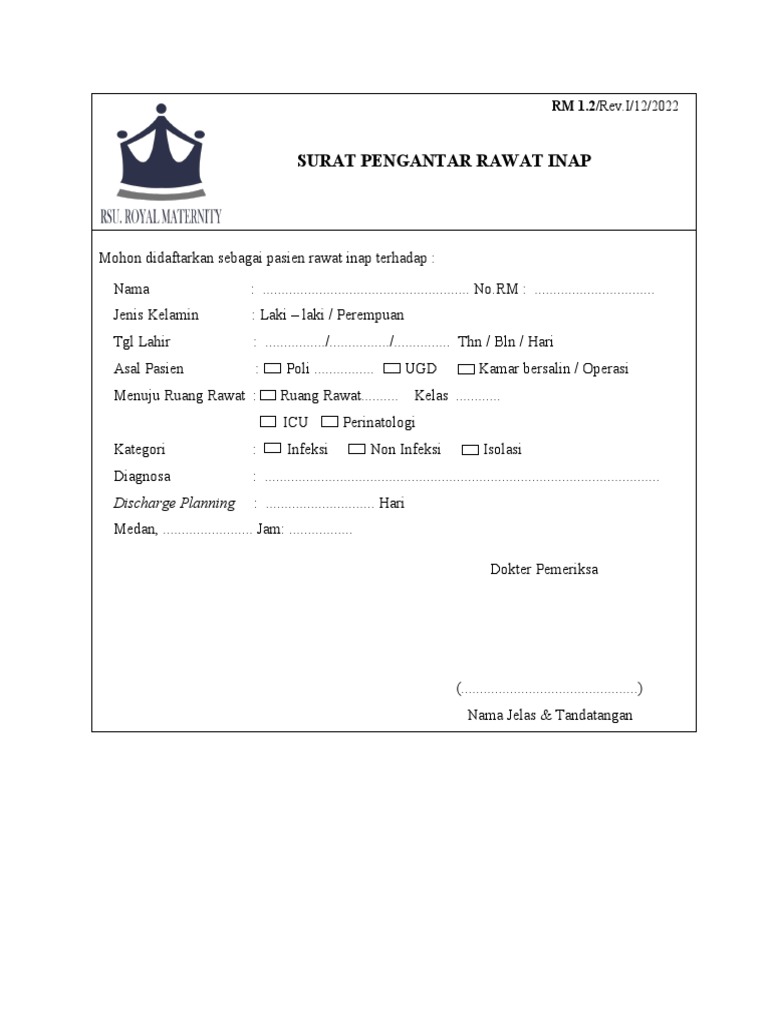 Form Pengantar Rawat Inap | PDF