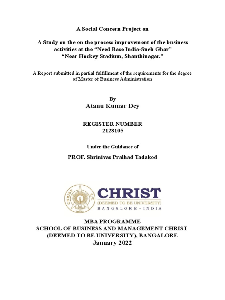 Atanu Kumar Dey SCP 2128105 | PDF | Non Governmental Organization