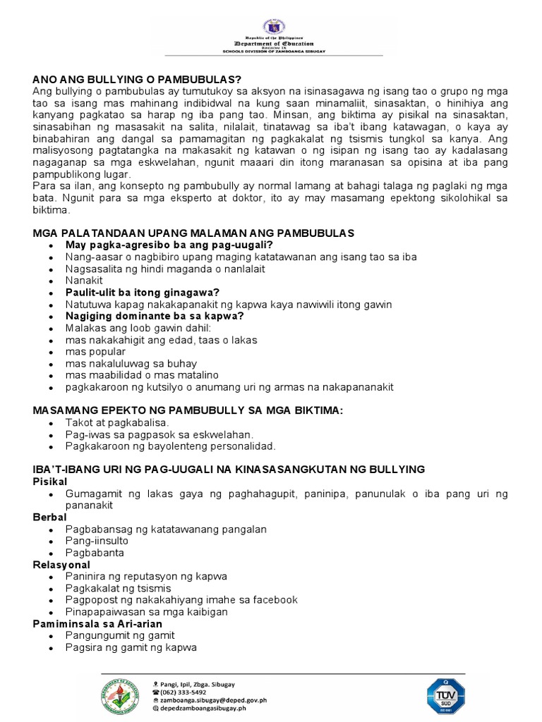 Bullying Handouts | PDF