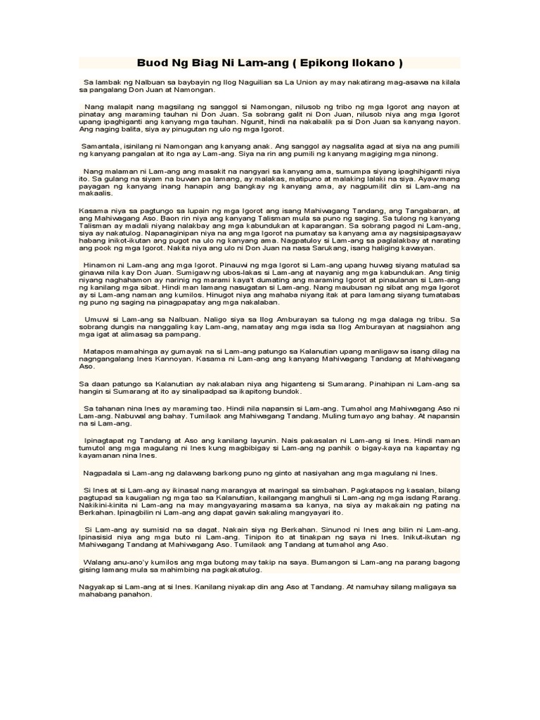 Buod NG Biag Ni Lam | PDF