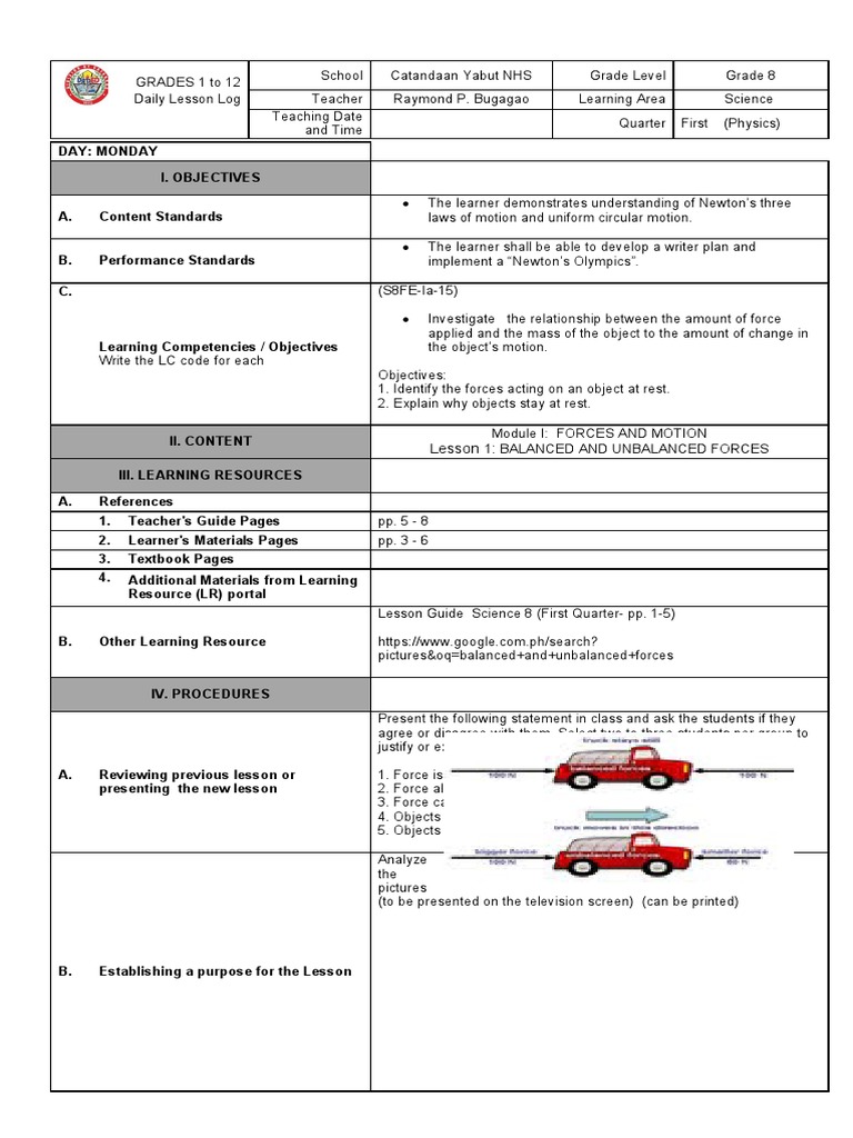 Understanding Forces and Motion: A Lesson on Newton's Laws and Balanced ...