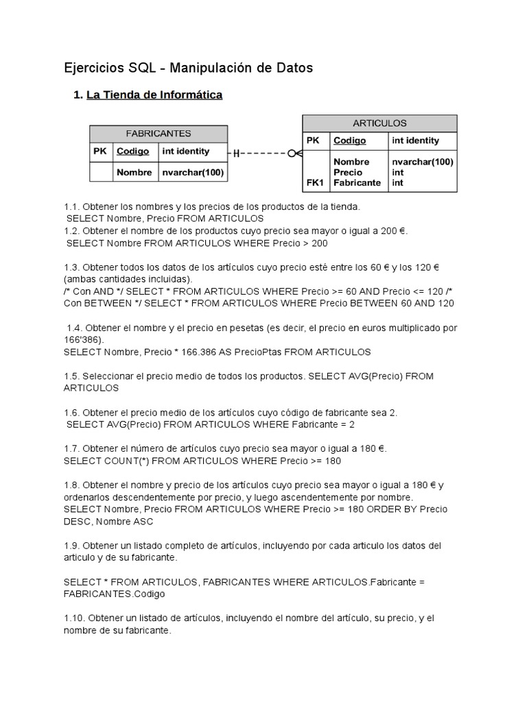 BBDD Ejercicios 2 | PDF | Bases de datos | SQL