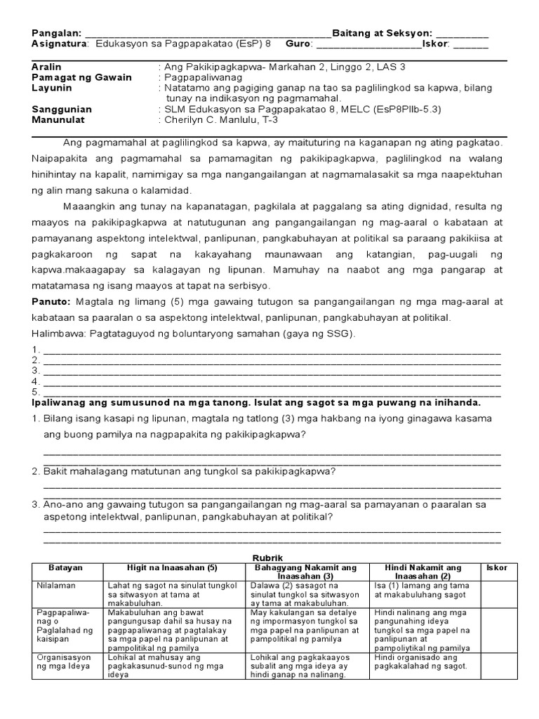 Esp8 Q2 Week2 Las3 | PDF