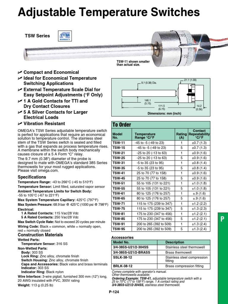 TSW | PDF | Switch | Temperature