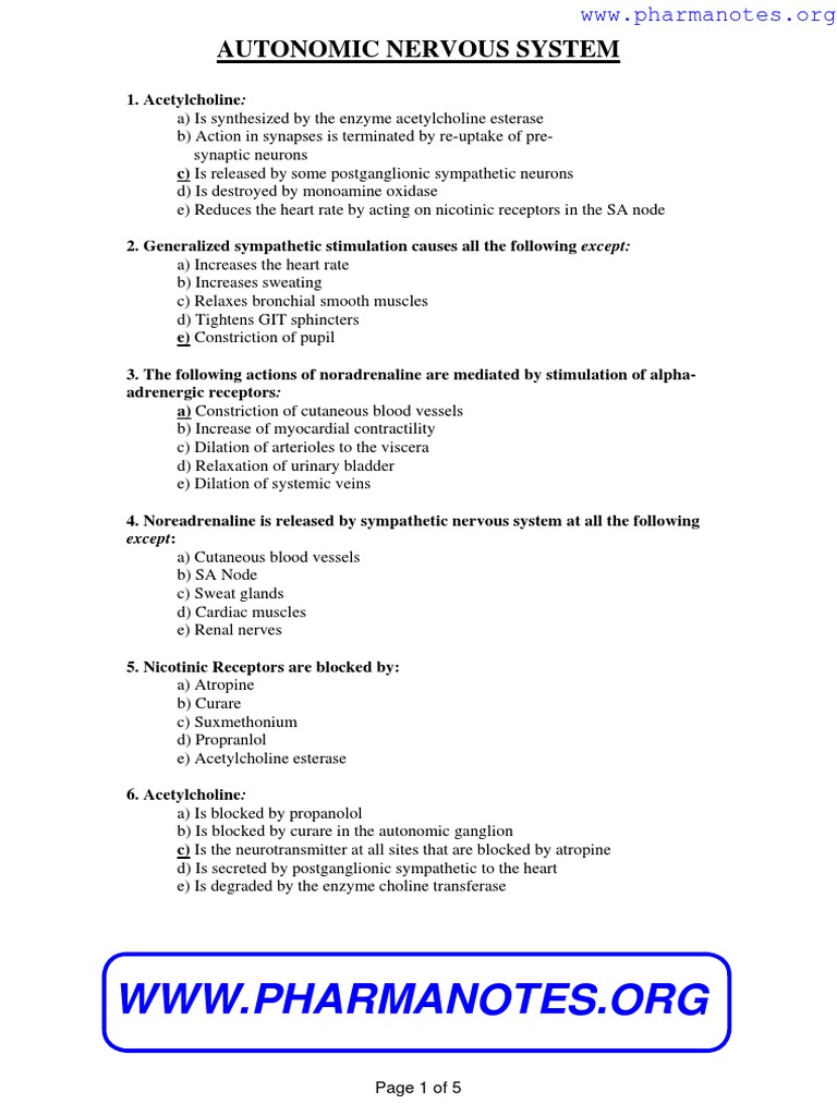 AUTONOMIC | PDF | Acetylcholine | Autonomic Nervous System