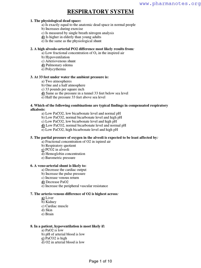 RESPIRATORY | PDF | Breathing | Hypoxia (Medical)