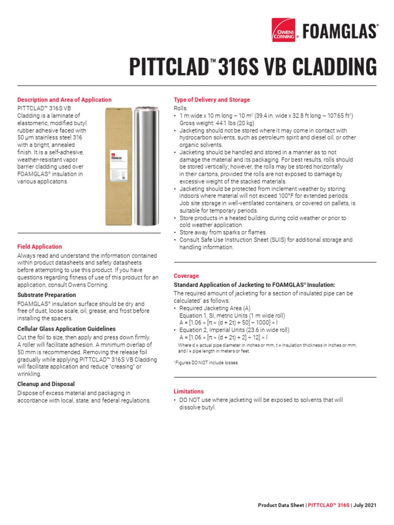 Pittclad 316S PDS 7.13.21 | PDF | Pascal (Unit) | Pipe (Fluid Conveyance)