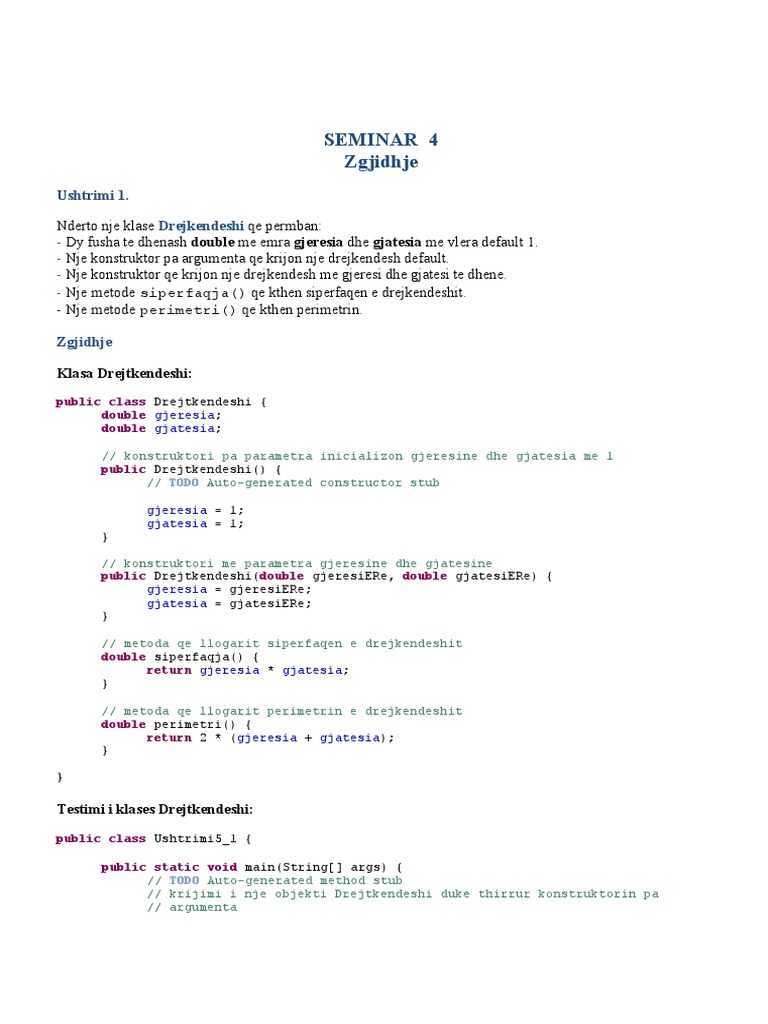 Seminar 4 Zgjidhjet | PDF