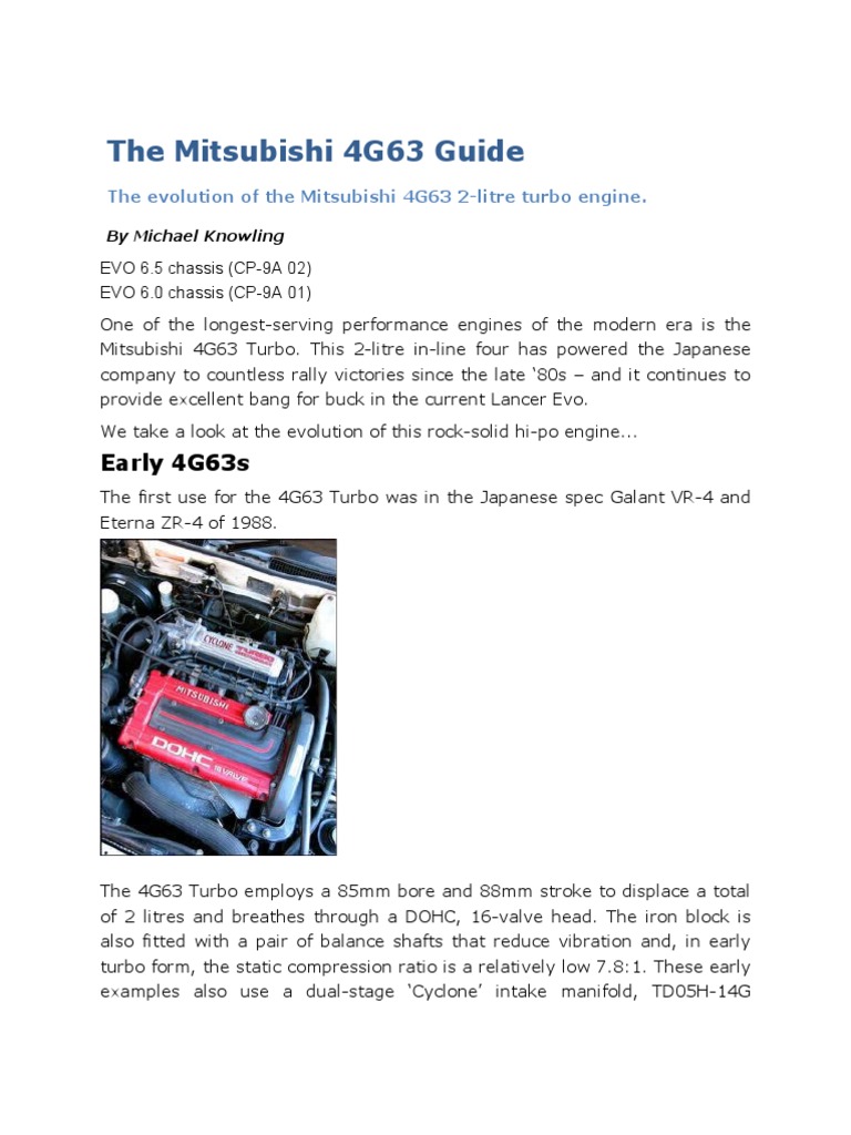 The Mitsubishi 4G63 Guide | PDF | Turbocharger | Propulsion