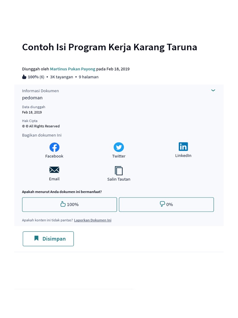 Contoh Isi Program Kerja Karang Taruna - PDF | PDF
