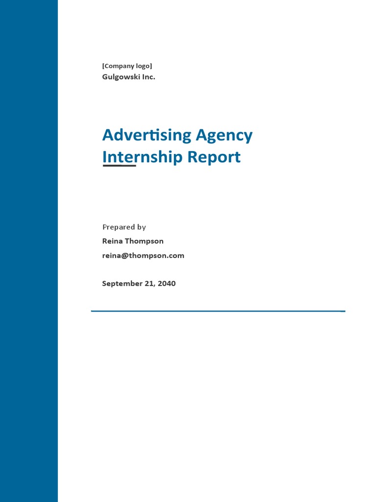 Advertising Agency Internship Report Template | PDF
