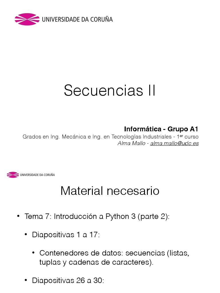 Semana 09 - A1 - Secuencias II | PDF | Python (lenguaje de programación) | Edad de información