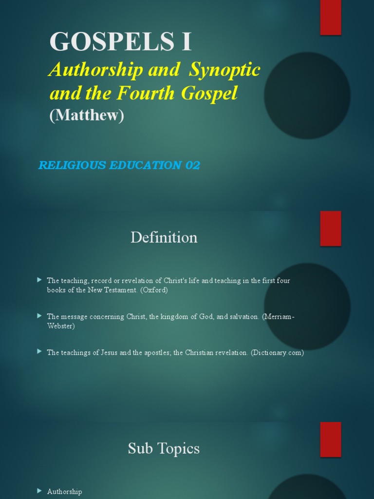 An Analysis of Authorship, Sources, and Themes in the Gospel of Matthew | PDF | Gospel Of ...
