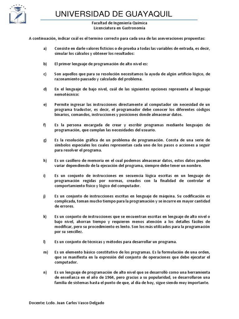 Temarios 1er Parcial - Computación II | PDF | Lenguaje de programación | Programa de computadora