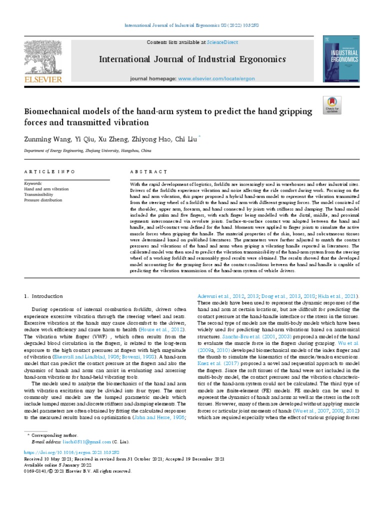 4 - Biomechanical Models of The Hand-Arm System | PDF | Hand | Finger