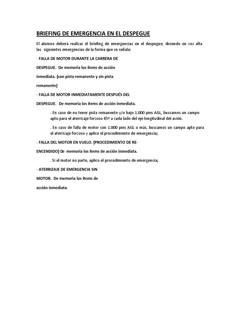 Briefing de Emergencia Despegue | PDF