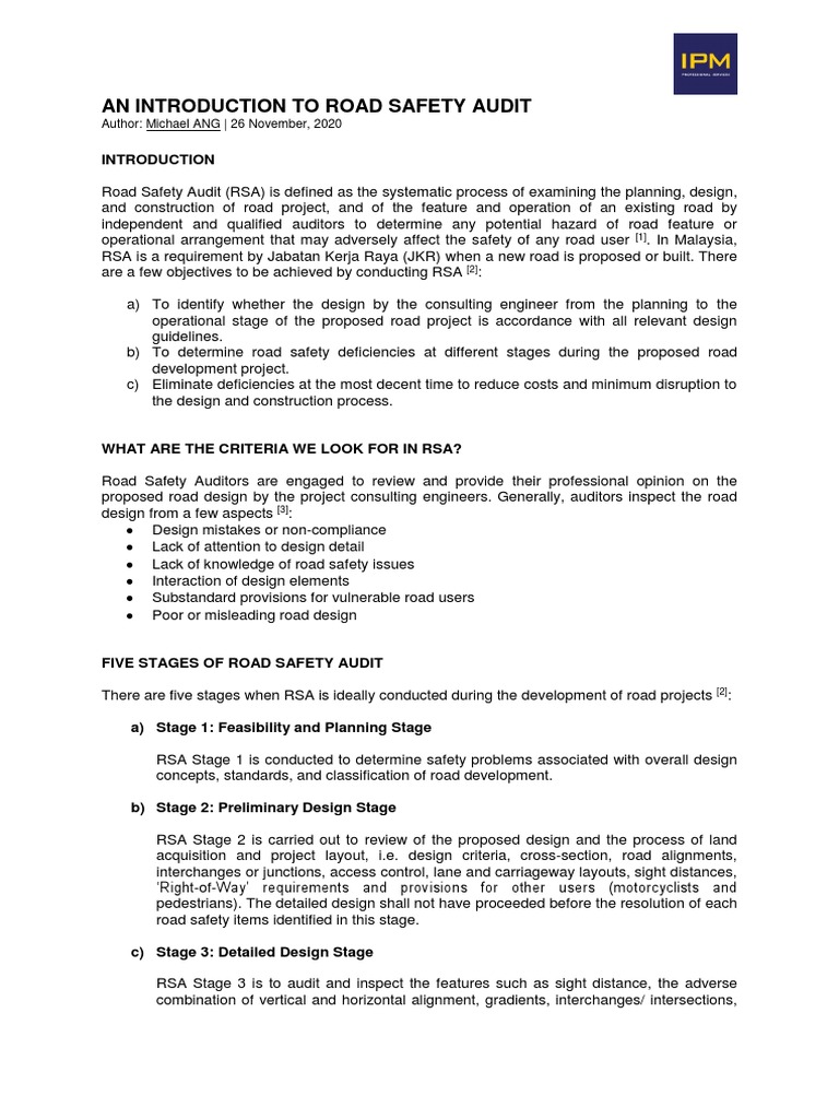 Overview of Road Safety Audit Stages | PDF | Audit | Road