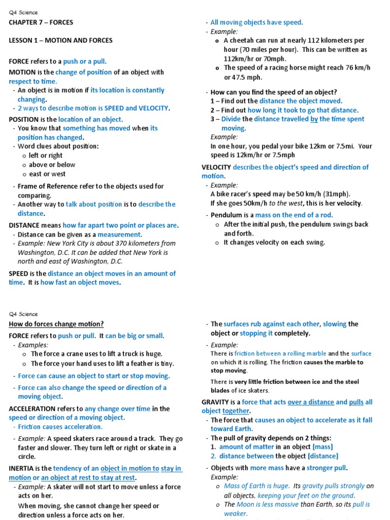 Forces and Motion: An Analysis of Forces that Affect an Object's Speed ...