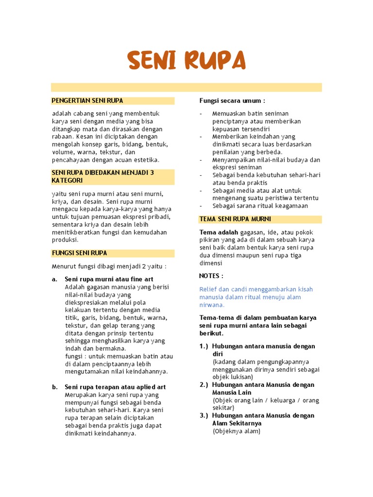 Pengertian dan Fungsi Seni Rupa | PDF
