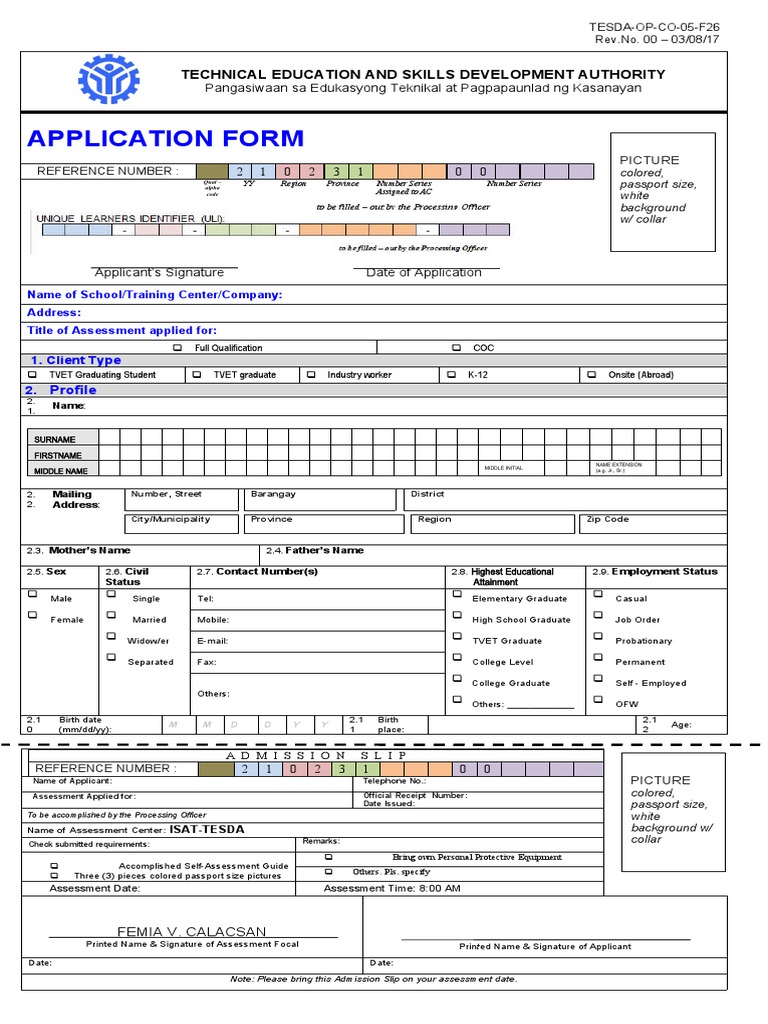 APPLICATION FORM NEW For CCA TM1 | PDF